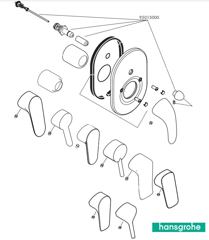 Переключатель на душ встроенного смесителя Hansgrohe 95015000, цена 17 ...